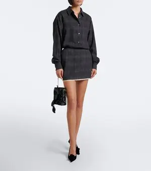 Magda Butrym Checked Crochet-trimmed Virgin Wool Miniskirt