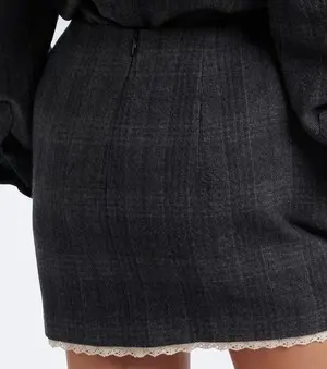 Magda Butrym Checked Crochet-trimmed Virgin Wool Miniskirt