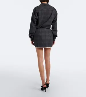 Magda Butrym Checked Crochet-trimmed Virgin Wool Miniskirt