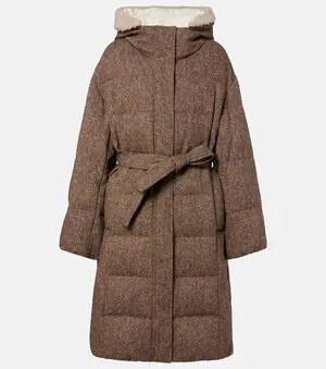 Brunello Cucinelli Shearling-trimmed Wool-blend Down Coat