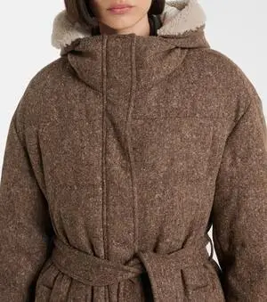 Brunello Cucinelli Shearling-trimmed Wool-blend Down Coat