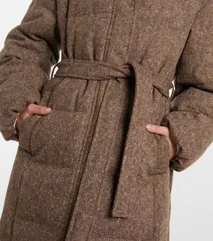 Brunello Cucinelli Shearling-trimmed Wool-blend Down Coat