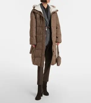 Brunello Cucinelli Shearling-trimmed Wool-blend Down Coat