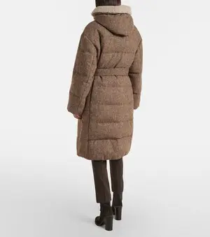 Brunello Cucinelli Shearling-trimmed Wool-blend Down Coat