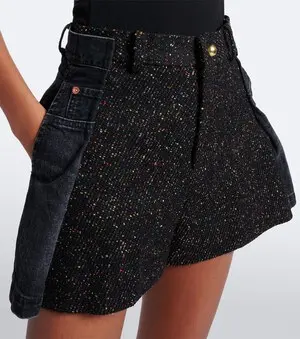 Sacai Wool, Cotton, Silk, And Denim Shorts