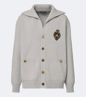 Dolce & Gabbana Logo Virgin Wool Cardigan - Grey