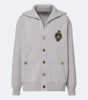 Dolce & Gabbana Logo Virgin Wool Cardigan - Grey