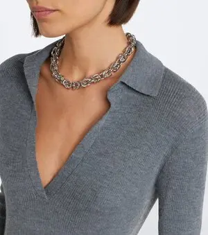 Max Mara Ribbed-knit Cashmere Polo Sweater - Grey