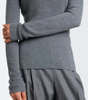 Max Mara Ribbed-knit Cashmere Polo Sweater - Grey