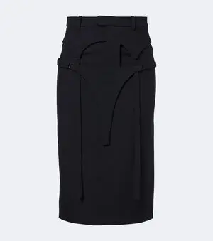 JEAN PAUL GAULTIER Layered Virgin Wool Pencil Skirt