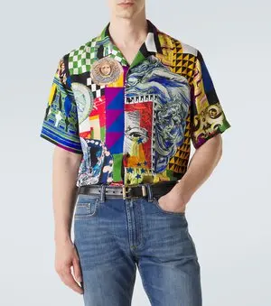 Versace Medusa Silk Twill Bowling Shirt