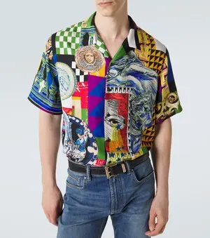 Versace Medusa Silk Twill Bowling Shirt