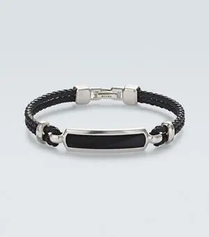 David Yurman Streamline® Sterling And Leather Bracelet With Onyx - Silver