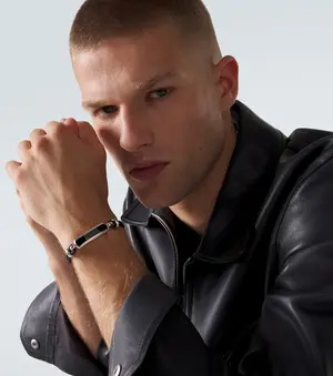 David Yurman Streamline® Sterling And Leather Bracelet With Onyx