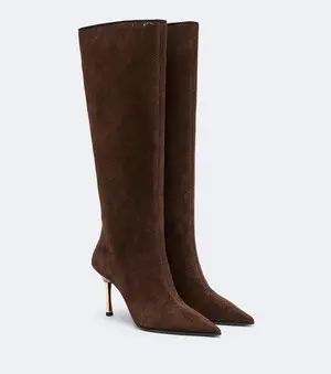 Gucci Bombshell Gg Suede Knee-high Boots
