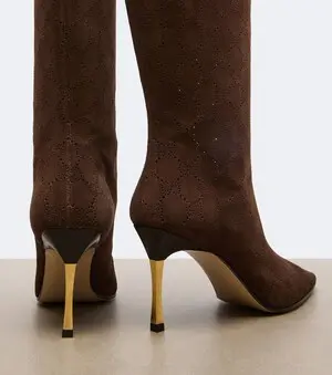 Gucci Bombshell Gg Suede Knee-high Boots