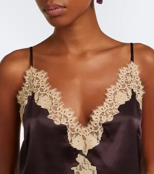 DÔEN Kira Lace-trimmed Silk Satin Camisole - Brown