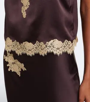 DÔEN Kira Lace-trimmed Silk Satin Camisole - Brown