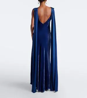 Simkhai Mariselle Caped Velvet Gown