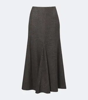 Etro Checked Wool Midi Skirt