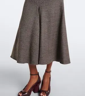 Etro Checked Wool Midi Skirt