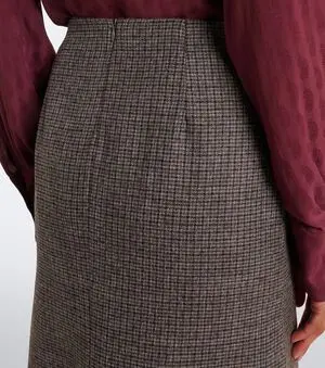 Etro Checked Wool Midi Skirt