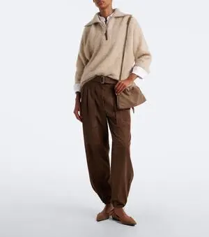 Brunello Cucinelli Belted Suede Tapered Pants