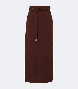 Max Mara Belted Cashmere Maxi Skirt - Brown