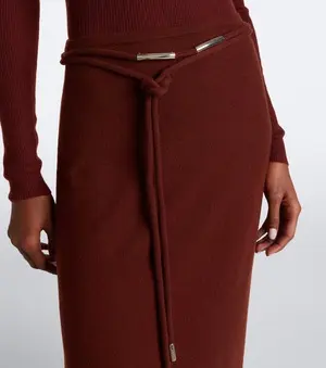 Max Mara Belted Cashmere Maxi Skirt - Brown