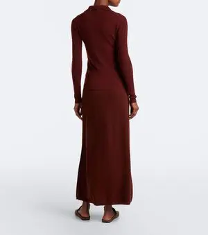 Max Mara Belted Cashmere Maxi Skirt - Brown