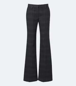 Magda Butrym Plaid Virgin Wool Wide-leg Pants - Grey