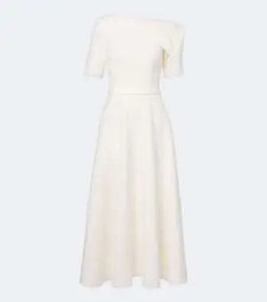 Safiyaa Bridal Melinda Belted Crêpe Midi Dress - White