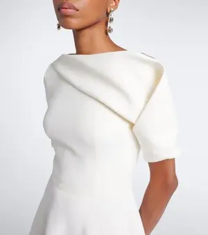 Safiyaa Bridal Melinda Belted Crêpe Midi Dress - White