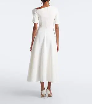 Safiyaa Bridal Melinda Belted Crêpe Midi Dress - White