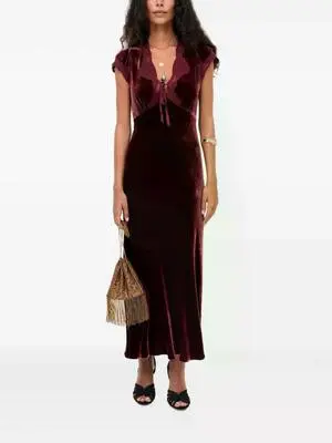 Rixo Amari Lace-trim Velvet Midi Dress