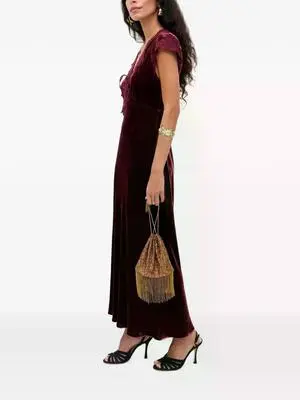 Rixo Amari Lace-trim Velvet Midi Dress