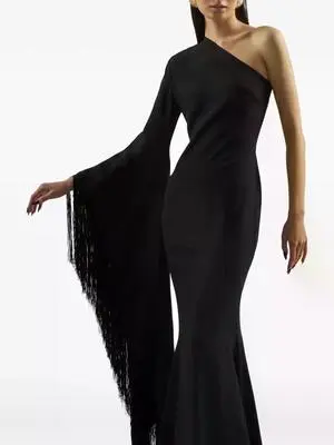 TALLER MARMO One-shoulder Fringed Maxi Gown