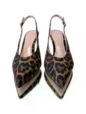 GIANVITO ROSSI Robbie Sling Leopard-print Pumps
