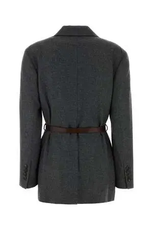 Brunello Cucinelli Dark Grey Wool Blend Blazer - Gray