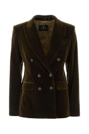 Etro Mud Stretch Velvet Blazer - Brown