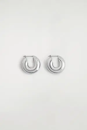 Cos Mini Chunky Hoop Earrings - Silver-colored