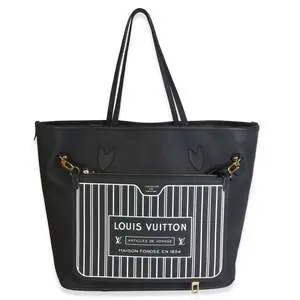 LOUIS VUITTON Black Monogram Canvas Calfskin Neverfull Inside Out Mm - Brown