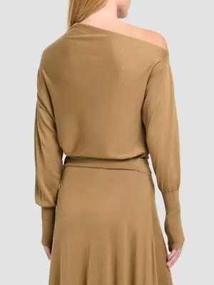 TWP Cold Shoulder Wool-silk Knit Top