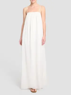 TWP Shirred Linen-blend Column Dress