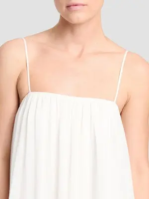 TWP Shirred Linen-blend Column Dress