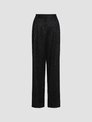 TWP Sulli Sequined Stretch-wool Wide-leg Pants - Black