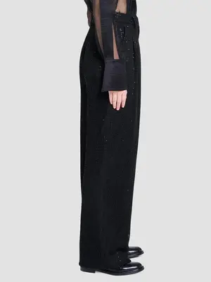 TWP Sulli Sequined Stretch-wool Wide-leg Pants - Black