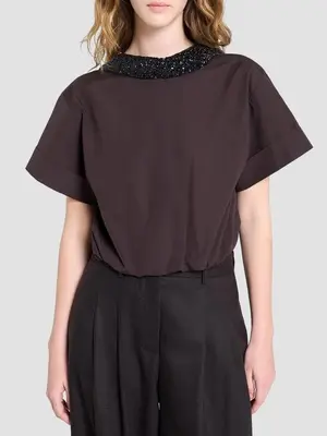 TWP She Comes And Goes Again Embellished Crop Shirt