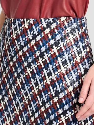 TWP Woven Leather A-line Midi-skirt