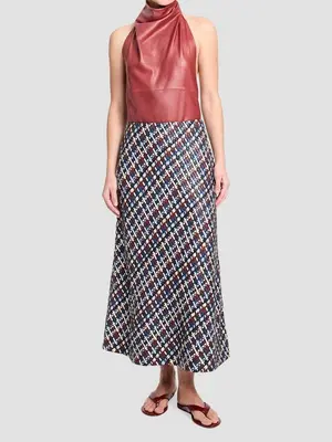 TWP Woven Leather A-line Midi-skirt